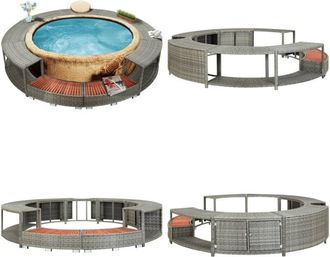 vidaXL Whirlpool-Umrandung Grau Poly-Rattan - Whirlpool Umrandung - Whirlpool Umrandungen - Home & Living