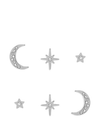 Olivia Burton puces doreilles Celestial North Star and Moon - Argent