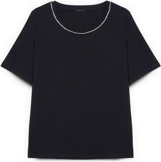 Fiorella Rubino Femme, Tops, Bleu, Taille: 40 FR T-shirt en coton avec appliqu&eacute;s lumineux