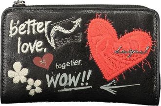 Desigual Rei&szlig;verschluss-Geldb&ouml;rse mit Herzdesign - - Accessories - Damen - Schwarzk - ONE SIZE