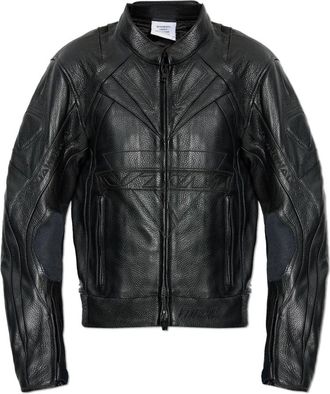 VETEMENTS Femme, Vestes, Noir, Taille: 36 FR Veste Isolante en Cuir avec Logo