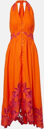 Farm Rio Midikleid aus einem Leinengemisch