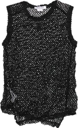 Comme Des Gar&ccedil;ons Femme, Tops, Noir, Taille: 38 FR Net Design Sleeveless Round Neck