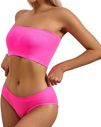 Generic Bikini sexy pour femme Haut sans bretelles avec soutien-gorge rembourr&eacute; Lingerie Gilet et Pack Hip Big Square Panty Set Caract&eacute;ristiques : sous-v&ecirc;teme