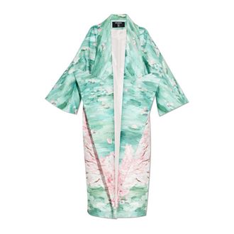 Balmain Manteau long &agrave; motif floral - Femme - Manteaux - Vert - Taille: 36 FR