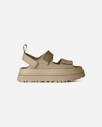 UGG GoldenGlow Embossed Sandale f&uuml;r Damen in Brown, Gr&ouml;&szlig;e Polyurethan
