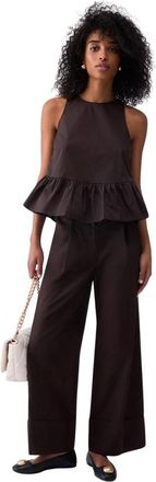 Liu Jo Femme, Blouses et Chemises, Brun, Taille: 40 FR Top en popeline avec