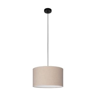 Eglo Suspension luminaire Feniglia, lustre pour salon et salle &agrave; manger, lampe de plafond suspendue en lin naturel et m&eacute;tal noir, douille E27, &Oslash; 38 cm