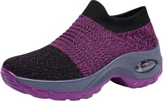BESTONZON Abaodam Chaussures De Sport avec Semelle Gonfl&eacute;e pour Femmes, Semelle Antid&eacute;rapante, Respirantes en Tissu L&eacute;ger, Mod&egrave;le Slip-on Violet, Chaussures D&eacute;c