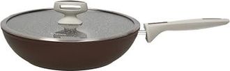 Tognana Pearlbrown Stone Wok 28 cm mit Deckel, geschmiedetes Aluminium, braun