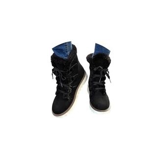 ORANDESIGNE Botte de Neige Femme Hiver Boots Fourr&eacute;es Chaussures &agrave; Lacets Hiver Bottines Chaude A Nero 41 EU