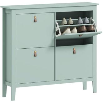 HOMCOM Meuble &agrave; chaussures - HOMCOM - 20 paires - 4 tiroirs rabattables, &eacute;tag&egrave;res r&eacute;glables - panneau de particules - 105x24x95,5cm - vert