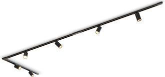Calex Schienensystem Set, 3m mit 6 Spots, GU10, Matt Schwarz, Tracklight Deckenleuchte