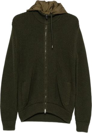 Herno cardigan zippé à capuche - Vert