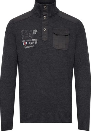 FQ1924 Erlong Herren Strickpullover Troyer Grobstrick Pullover mit Stehkragen, Gr&ouml;&szlig;e:L, Farbe:Charcoal Mix (200278)