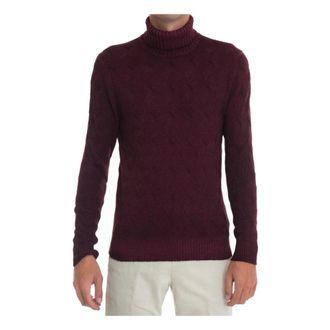 Gran Sasso Rollkragenpullover mit Zopfmuster Stone Washed - - Knitwear - Herren - Rot - 3XL