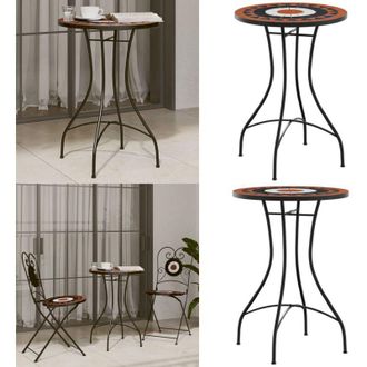 vidaXL Mosaik-Bistrotisch Terrakottarot und Wei&szlig; &Oslash;50x70 cm Keramik - Terrasse M&ouml;bel - Gartenm&ouml;bel Set - Outdoor Tisch - Esszimmerset - Balkon Dekoration