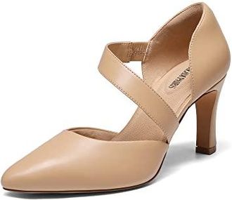 Dream Pairs Escarpins Femme Confortable Chaussure à Talon avec Bride Asymétrique Escarpin,Size 40.5,Nude-PU,SDPU2350W