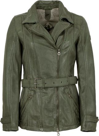 Mauritius Lederjacke GWAven LAKEV Gipsy - Damen Lederjacke Gürtel Lammnappa jade grün