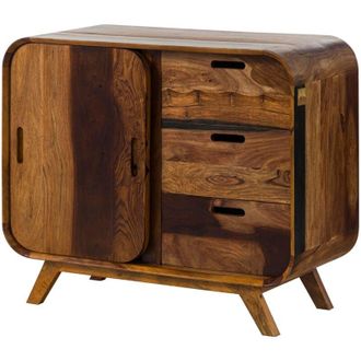Massivmoebel24 Sideboard Sheesham 90x40x75 dunkelbraun lackiert MAILAND 200
