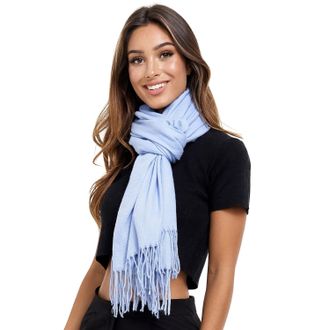 Glamexx24 Schal Damen Winterschal Gef&uuml;hl Langer Schal mit Fransen Baumwolle Warm Herbst Winter Unifarben Deckenschal und T&uuml;cher 200 x 74 cm