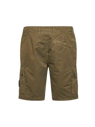 Stone Island Mens Military Green Organic Cotton Twill Cargo Bermuda Shorts Natural (veg) ->