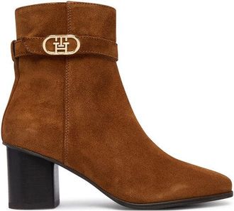 Tommy Hilfiger Stiefeletten Th Strap Suede Block Heel Boot FW0FW09521 Dunkelbeige