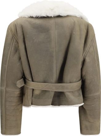 Rick Owens Womens Cropped Suede And Shearling Flight Jacket Drk Outer: Lamb Ovis Aries