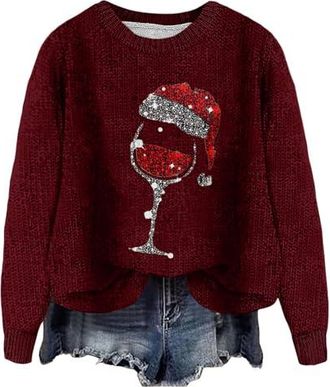 Generic Pull de No&euml;l pour femme 2025 - Pull de vacances amusant - Imprim&eacute; flocon de neige - L&eacute;ger et doux - Col rond - Manches longues - V&ecirc;tements de f&ecirc;te d&eacute;c