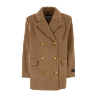 Ganni Doppelseitiger Wollblazer mit doppelter Knopfleiste - - Coats - Damen - Braun - 2XS/XS