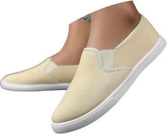 Generic Chaussures basses &agrave; enfiler pour femme - Baskets tendance en toile d&eacute;contract&eacute;es pour femme - Confortables - Respirantes - Semelle int&eacute;rieure rembourr