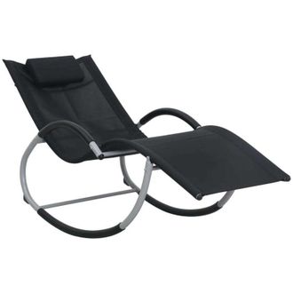vidaXL Chaise longue avec oreiller Noir Textil&egrave;ne Vidaxl