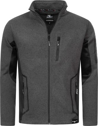 Rock Creek Herren Fleece Jacke Outdoor Wanderjacke Pullover Full Zip Hoodie Herrenjacke Fleecejacke Winterjacke Strickjacke Strickfleecejacke H-367 Dunkelgrau 5X