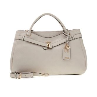 Guess Ella Logo Large Girlfriend Satchel - - Bags - Damen - Beige - ONE SIZE