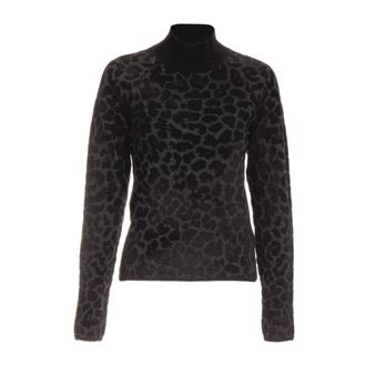 Roberto Cavalli Pull &agrave; col roul&eacute; &agrave; motif - Femme - Pulls - Noir - Taille: 40 FR