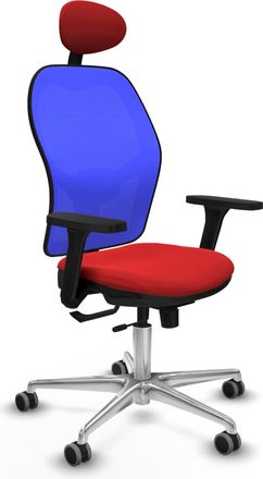 Piqueras y Crespo Ergonomischer Computerstuhl mit 3D-Armen, h&ouml;henverstellbarer Lendenwirbelst&uuml;tze und festem Kopfteil, ausgestattet mit Syncro/Traslack und injiziertem 