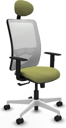 Piqueras y Crespo Telearbeitsstuhl Zulema mit 1D-Armen, h&ouml;henverstellbarer Lendenwirbelst&uuml;tze und festem Kopfteil, ausgestattet mit 3 Positionen und Schneidschaum, Wei&szlig;