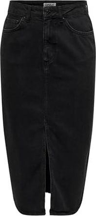 Only Onlbianca Midi Skirt DNM Rea Noos Jupe, Noir d&eacute;lav&eacute;, XL Femmes