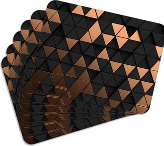 MG Design Set aus 6 Kork-Platzsets - Golden Triangles - 30 x 40 cm - hitzebest&auml;ndig & abwischbar, mit Korkr&uuml;ckseite