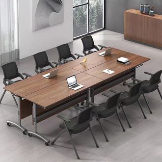 Generic Mobiler Konferenztisch mit Rollen, rechteckig, modulares Design, für Büro und Konferenzräume, 4 Stück, 160 x 40 cm, Braun