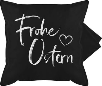 Shirtracer Kissenbezug - Osterkissen - Frohe Ostern I - 50 x 50 cm - Schwarz - ostergeschenke großeltern Kissen hasenmotiv Oster kissenbezüge Ostergeschenk für E