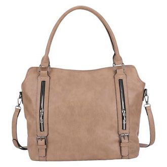 Generic Sac fourre-tout vintage en polyur&eacute;thane pour femme avec plusieurs fermetures &eacute;clair - Grande capacit&eacute; pour voyage, shopping, usage quotidien, marron, 