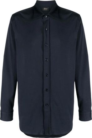 Brioni Homme, Chemises, Bleu, Taille: 3XL Chemise Ajustée en Coton Bleu Marine