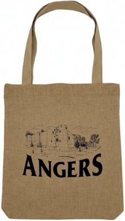Fabulous Sac Shopping Tote Bag Aspect Lin - Angers Minimalist Ville France Patrimoine Ch&acirc;teau - Sac de Courses Toile Epaisse 360g Beige Naturel Cabas Port&eacute; Epa