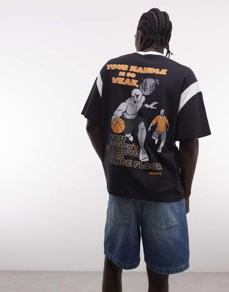 AND1 T-shirt oversize &agrave; logo avec imprim&eacute; basketball au dos - Noir