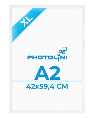 Photolini Bilderrahmen A2 Wei&szlig; Holz MDF, Picture Frame Rahmen 42x59,4 mit bruchsicherem Acrylglas, DIN A2 Bilderrahmen wei&szlig; 42x60 zum Aufh&auml;ngen, mit Zubeh&ouml;r - A