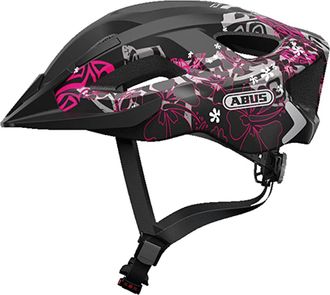 ABUS Stadthelm Aduro 2.0 - Allround-Fahrradhelm mit Licht - in sportivem Design f&uuml;r den Stadtverkehr - f&uuml;r Damen und Herren - Schwarz mit Blumen, Gr&ouml;&szlig;e L