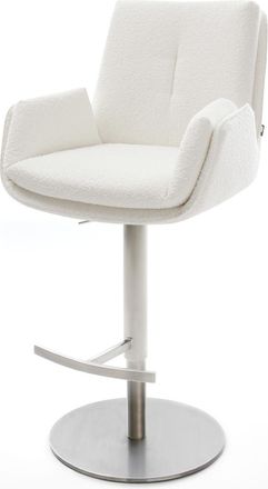 DELIFE Barstuhl Clea-Flex Boucl&eacute; Creme-Wei&szlig; Drehfu&szlig; h&ouml;henverstellbar Edelstahl Silberfarben, Barst&uuml;hle