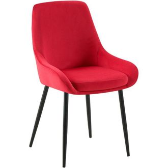 Clp Chaise de salle &agrave; manger Elmira velours Rouge M&eacute;tal noir mat