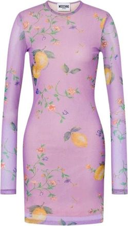 Moschino Femme, Robes, Violet, Taille: 42 FR Printed Mesh Dress